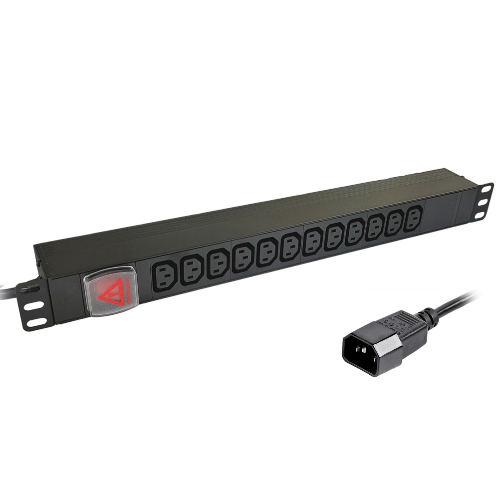 12 Way Horizontal IEC 13 13A Rack Mount PDU Switched - IEC C14 Plug ...